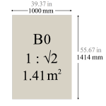 B0 Paper Size - dimensions in inches, mm, cm, and pixels