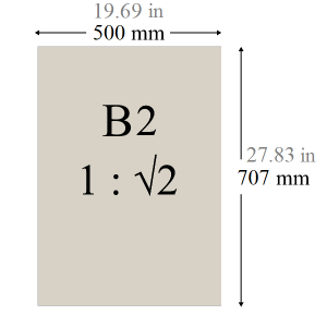 B2 Paper Size - dimensions in inches, mm, cm, and pixels