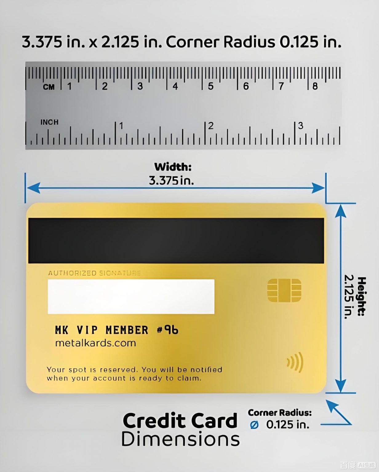 Credit Card Size - Dimensions in inches, cm, mm, and pixels