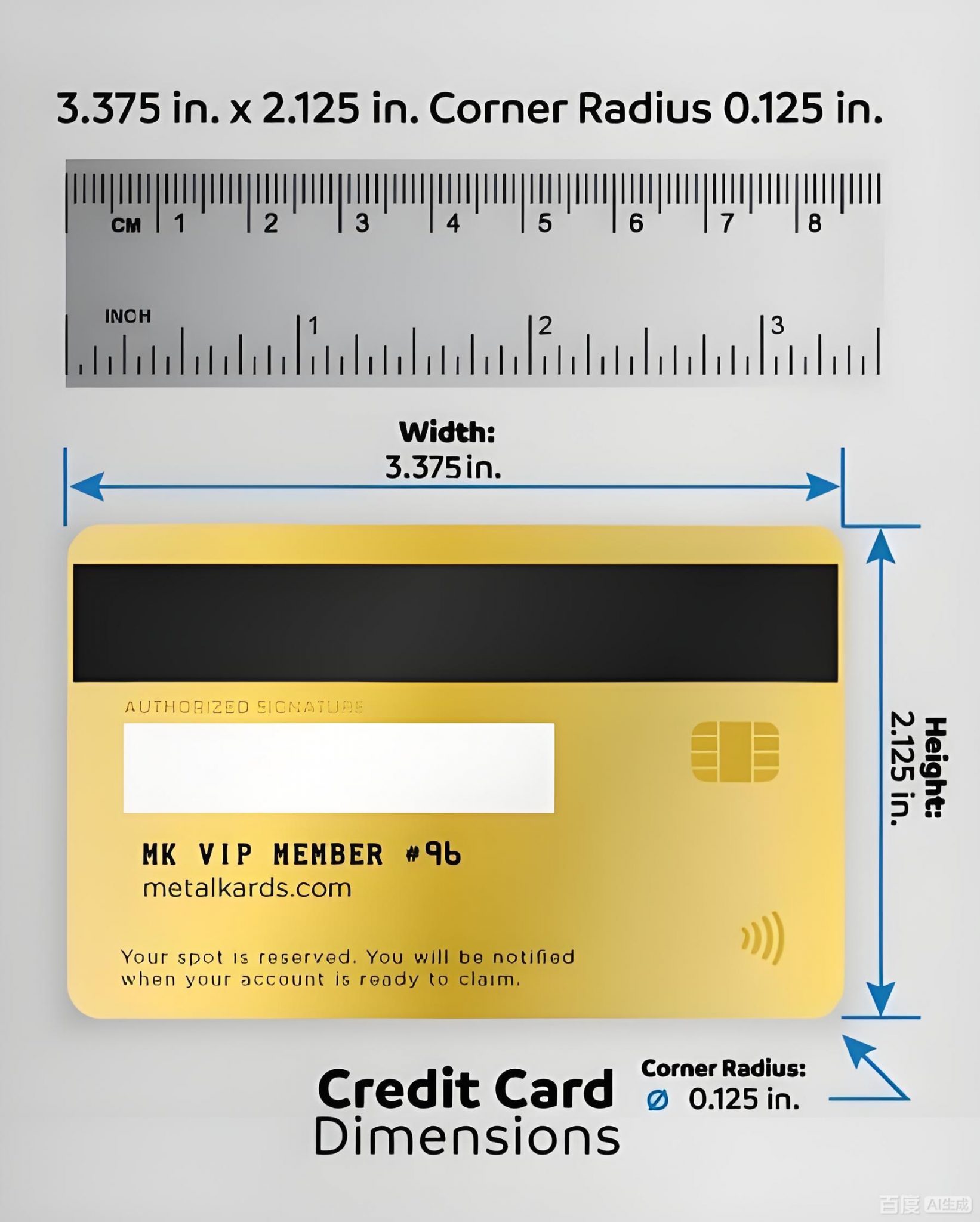 Credit Card Size - Dimensions in inches, cm, mm, and pixels